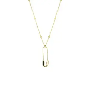 SPERO LONDON Sterling Safety Pin Beaded Necklace - Gold
