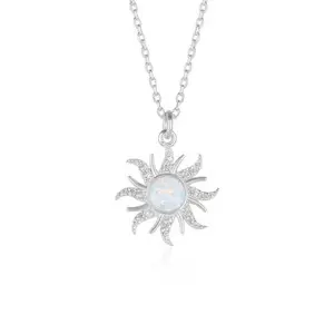 SPERO LONDON White Opal Sun & Sunburst Sterling Necklace - Silver