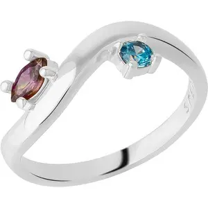 SPERO LONDON Bended Sterling Double Gemstone Ring - Silver