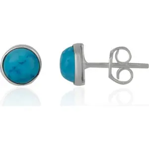 SPERO LONDON Turquoise Dome Sterling Stud Earrings - Silver