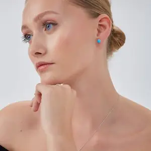 SPERO LONDON Turquoise Dome Sterling Stud Earrings - Silver
