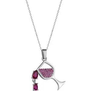 SPERO LONDON Sterling Red Wine Glass Pendant Necklace - Silver