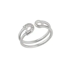 SPERO LONDON Sterling Pave Safety Pin Ring - Silver