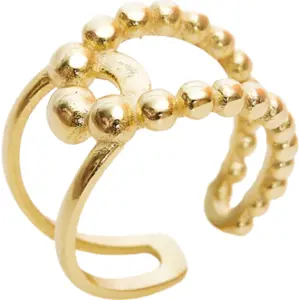 SPERO LONDON Spero London Beaded Intercepting Circle Sterling Silver Adjustable Ring Gold