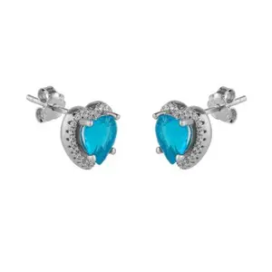 SPERO LONDON Heart Of Ocean Stud Earrings - Silver