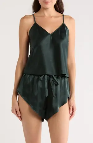 KILO BRAVA Satin Short Pajamas - Forest Green