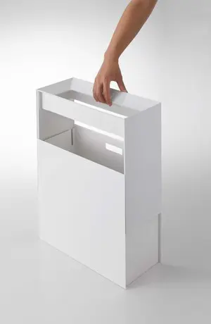 YAMAZAKI Wide Trash Can - White
