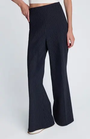 KENNETH COLE High Waist Pinstripe Flare Pants
