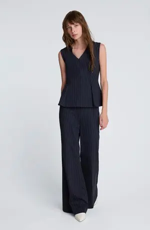 KENNETH COLE High Waist Pinstripe Flare Pants