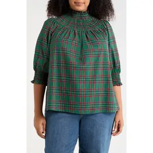 SUGARLIPS Jace Plaid Smocked Top