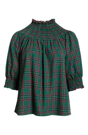 SUGARLIPS Jace Plaid Smocked Top