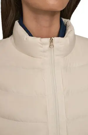 Donna Karan New York Cap-sleeve Mixed Media Down Jacket