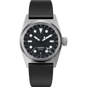 UNIMATIC Rubber Strap Field Watch - Black