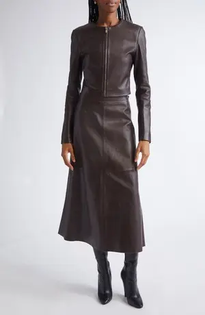 St. John Clarissa Napa Leather Crop Jacket