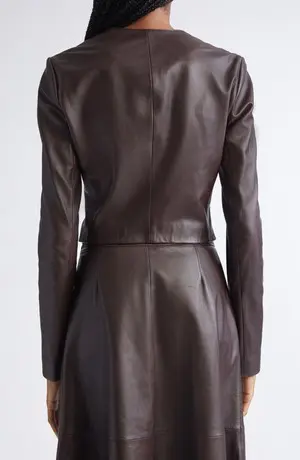 St. John Clarissa Napa Leather Crop Jacket
