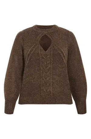 City Chic Salem Cutout Sweater - Chocolate