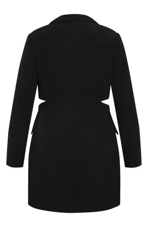 City Chic Double Breasted Long Sleeve Blazer Dress With Cutouts