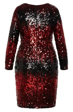 City Chic Sequin Wrap Dress - Ruby
