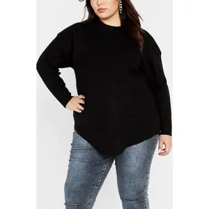 City Chic Madison Mock Neck Asymmetric Sweater