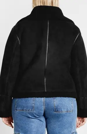 City Chic Faux Shearling Moto Jacket
