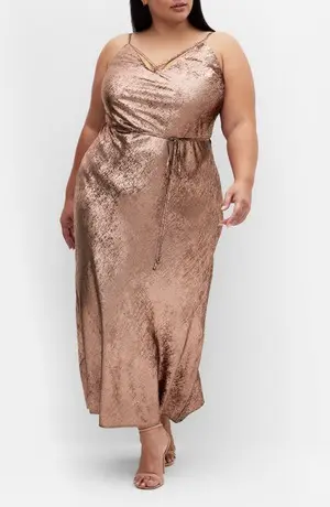 City Chic Metallic Midi Dress