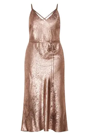 City Chic Metallic Midi Dress