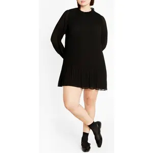 City Chic Plissé Minidress With Ruffle Trim