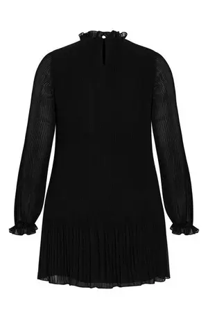 City Chic Plissé Minidress With Ruffle Trim