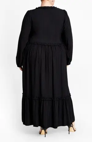City Chic Ruffle Long Sleeve Maxi Dress
