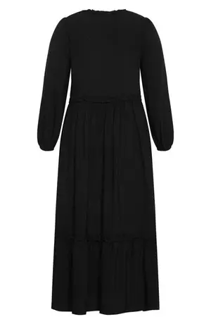 City Chic Ruffle Long Sleeve Maxi Dress