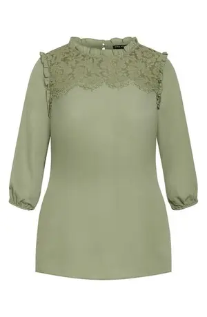 City Chic Lace Yoke Top