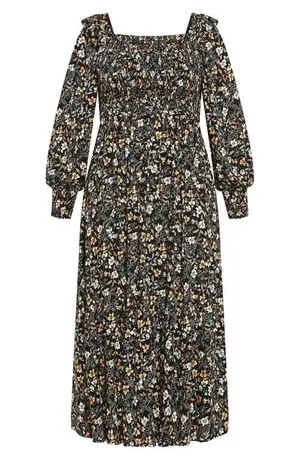 City Chic Avana Floral Long Sleeve Midi Dress