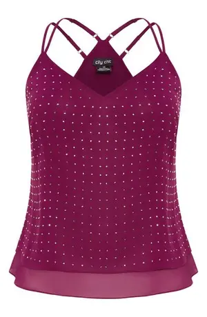 City Chic Rosalia Studded Tank Top - Purple