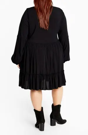 City Chic Tiered Minidress - Black