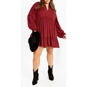 City Chic Tiered Minidress - Red