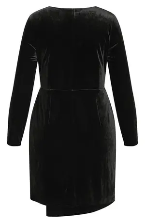 City Chic Velvet Long Sleeve Wrap Dress