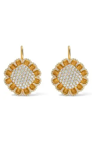 MINDI MOND Floating All Diamond Drop Earrings - 18k Yellow Gold