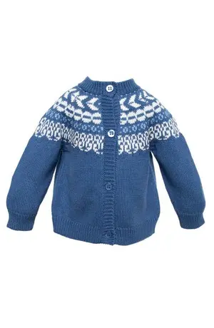 CUCLIE Fair Isle Button Cardigan - Blue Multi
