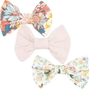 CUCLIE Floral Hair Bow Set Yellow Multi