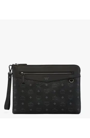 Mcm Visetos Wristlet Pouch - Black