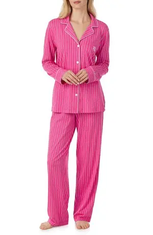 Ralph Lauren Print Cotton Blend Pajamas - Pink Stripe