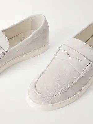 Brunello Cucinelli Suede Penny Loafers - Gray