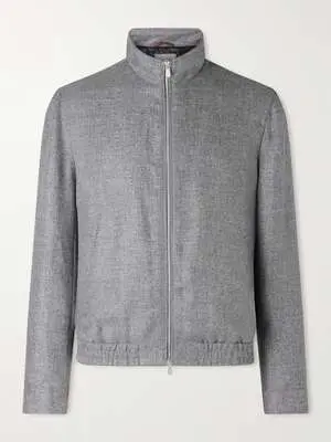 Brunello Cucinelli Wool, Linen And Silk-blend Bomber Jacket - Gray