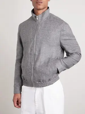 Brunello Cucinelli Wool, Linen And Silk-blend Bomber Jacket - Gray