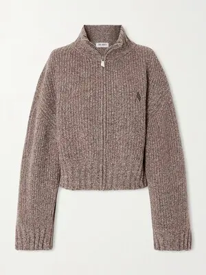 Attico Ribbed Wool And Cashmere-blend Zip-up Cardigan