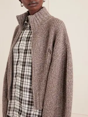 Attico Ribbed Wool And Cashmere-blend Zip-up Cardigan