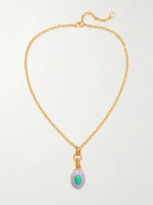 LIZZIE FORTUNATO Yucca Gold-plated, Agate, And Chrysoprase Necklace