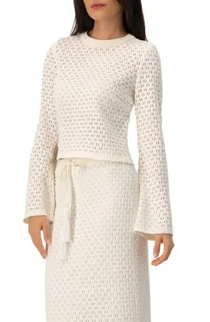IVONNE Textured Knit Top With Flared Sleeves