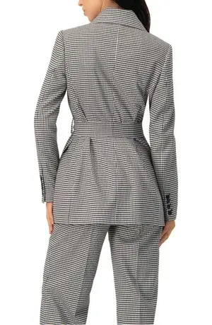 IVONNE Houndstooth Blazer With Belt