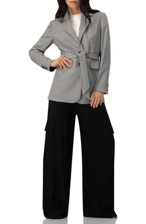 IVONNE Houndstooth Blazer With Belt